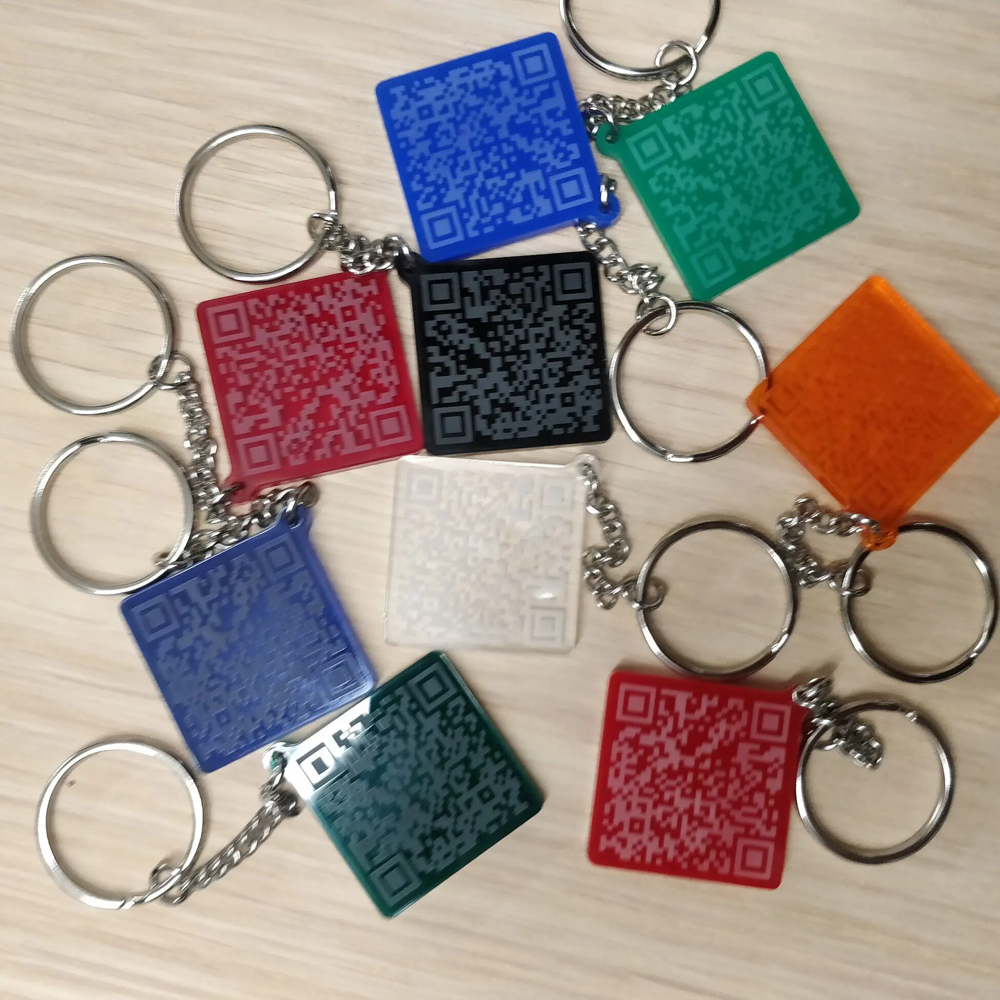 30mm Acrylic Keyring Custom QR Code Laser Engraved Fob, Keychains, Tags ...
