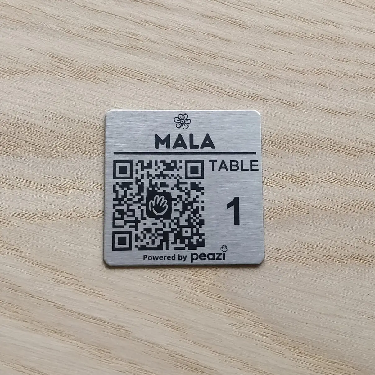 50mm square Metal QR Code Laser Engraved Tags, Scan to order Tags, Bar ...