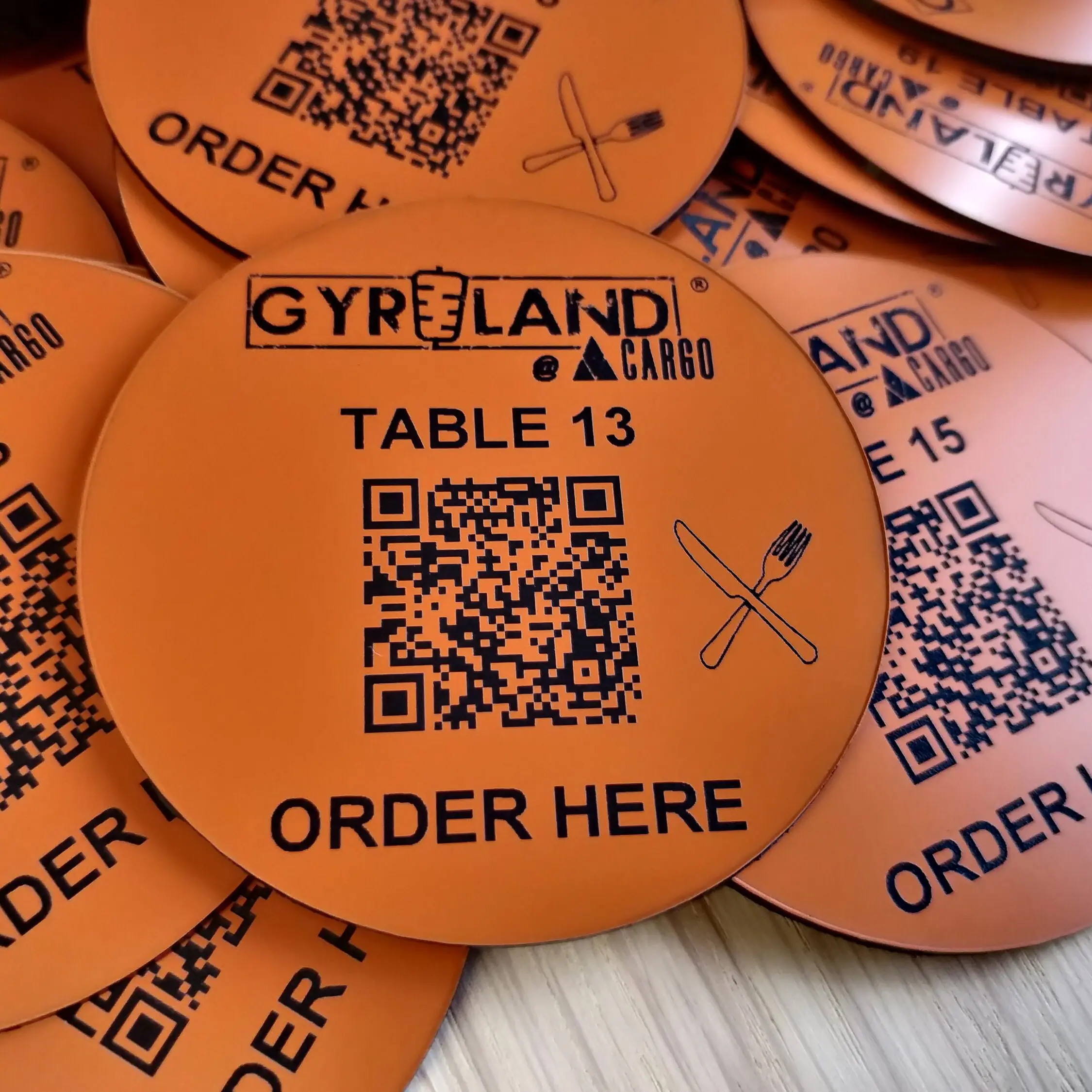 Personalised QR Code Laser Engraved Discs, 70mm diameterTable Tags ...