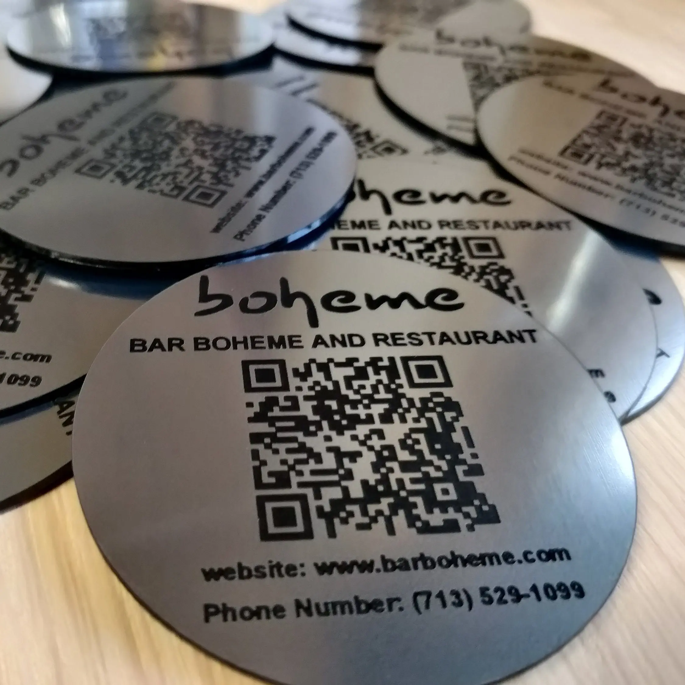 Personalised QR Code Laser Engraved Discs, 70mm diameterTable Tags ...