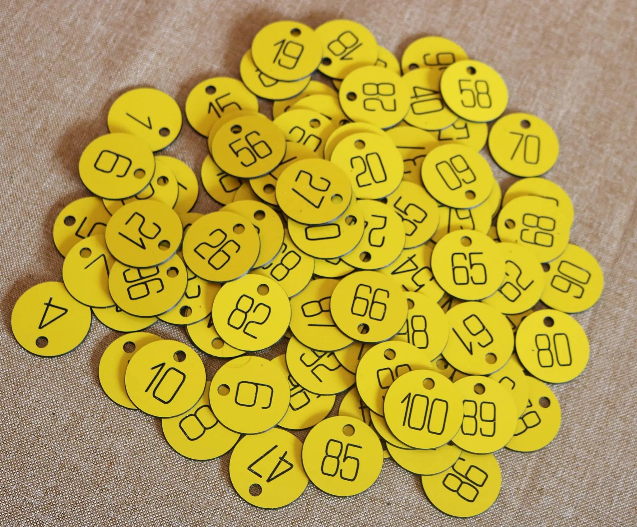 Set of 100x3cm CNC Engraved Number Discs, Table, Tags, Locker ...