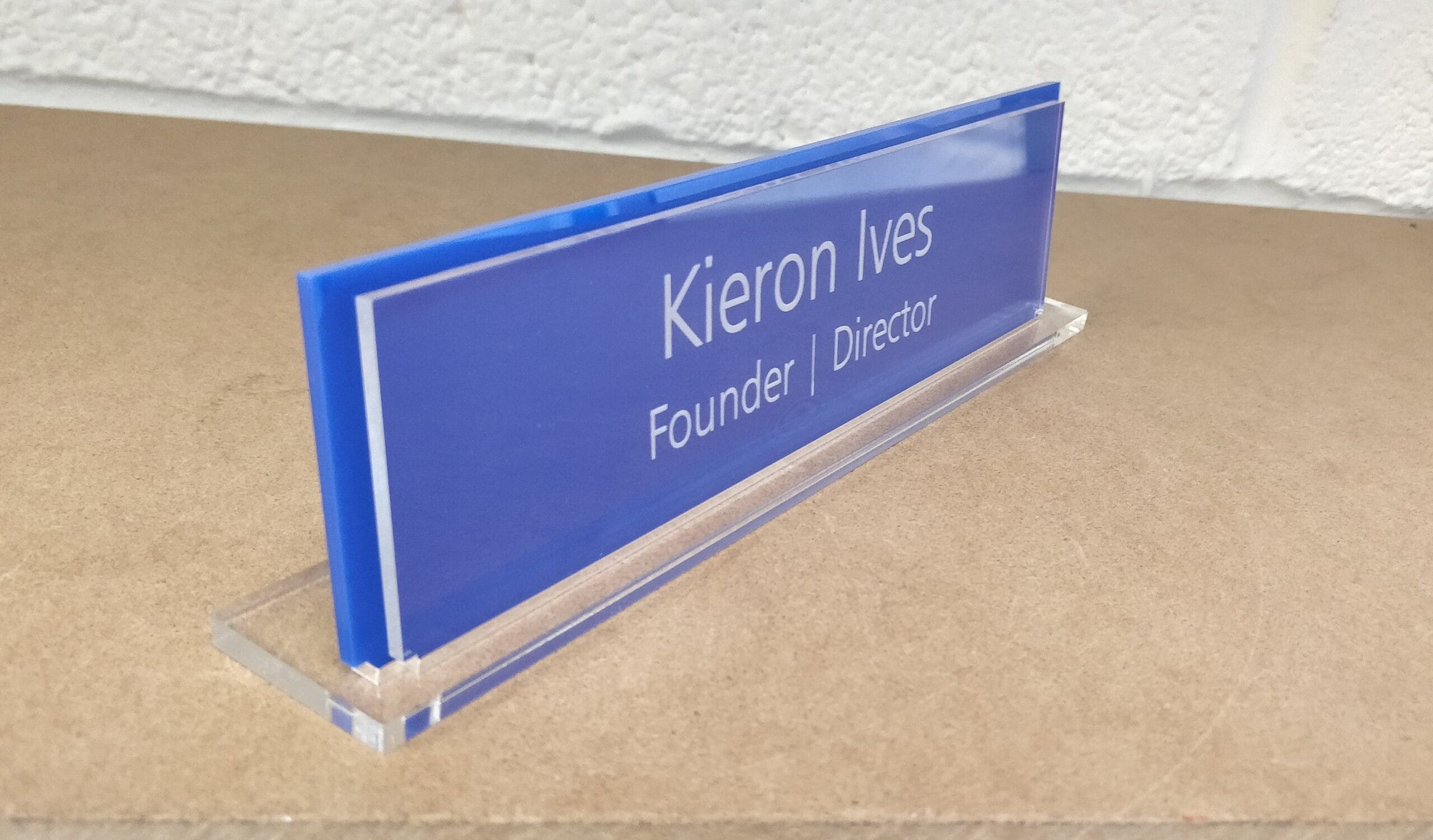 Contemporary Personalised Desk Name Plate, 250x90mm Custom Engraved ...