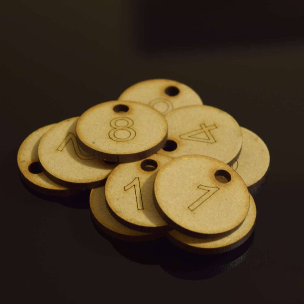 Set of 20x3cm Laser Engraved MDF Number Discs, Table, Tags, Locker ...